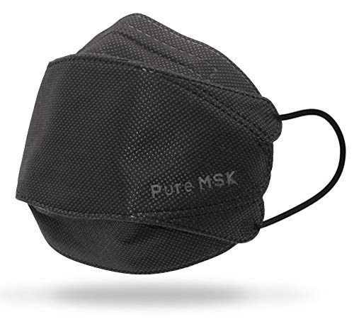 PURE-MSK Trifold Disposable Mask - Made in the USA - Light Weight Easy Breathing Material - Adult Size - 10 Pack - Black
