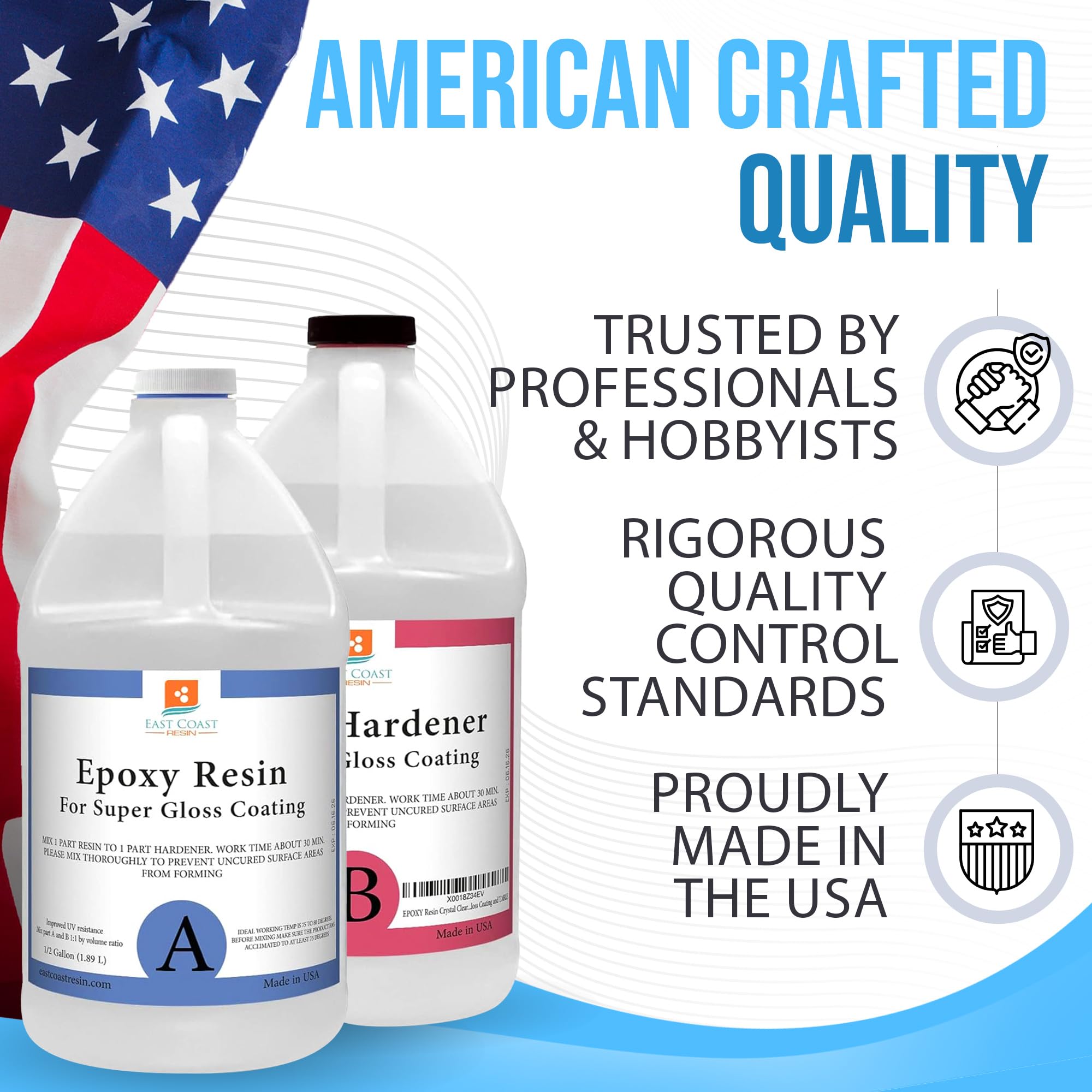 Epoxy Resin 16 oz Kit | 1:1 Crystal Clear Resin and Hardener for Super Gloss Coating | For Bars, Tabletop, Art, Jewelry, Casting Molds | Safe for Use on Wood, Metal, Stone, Plastic, Marine Sealer