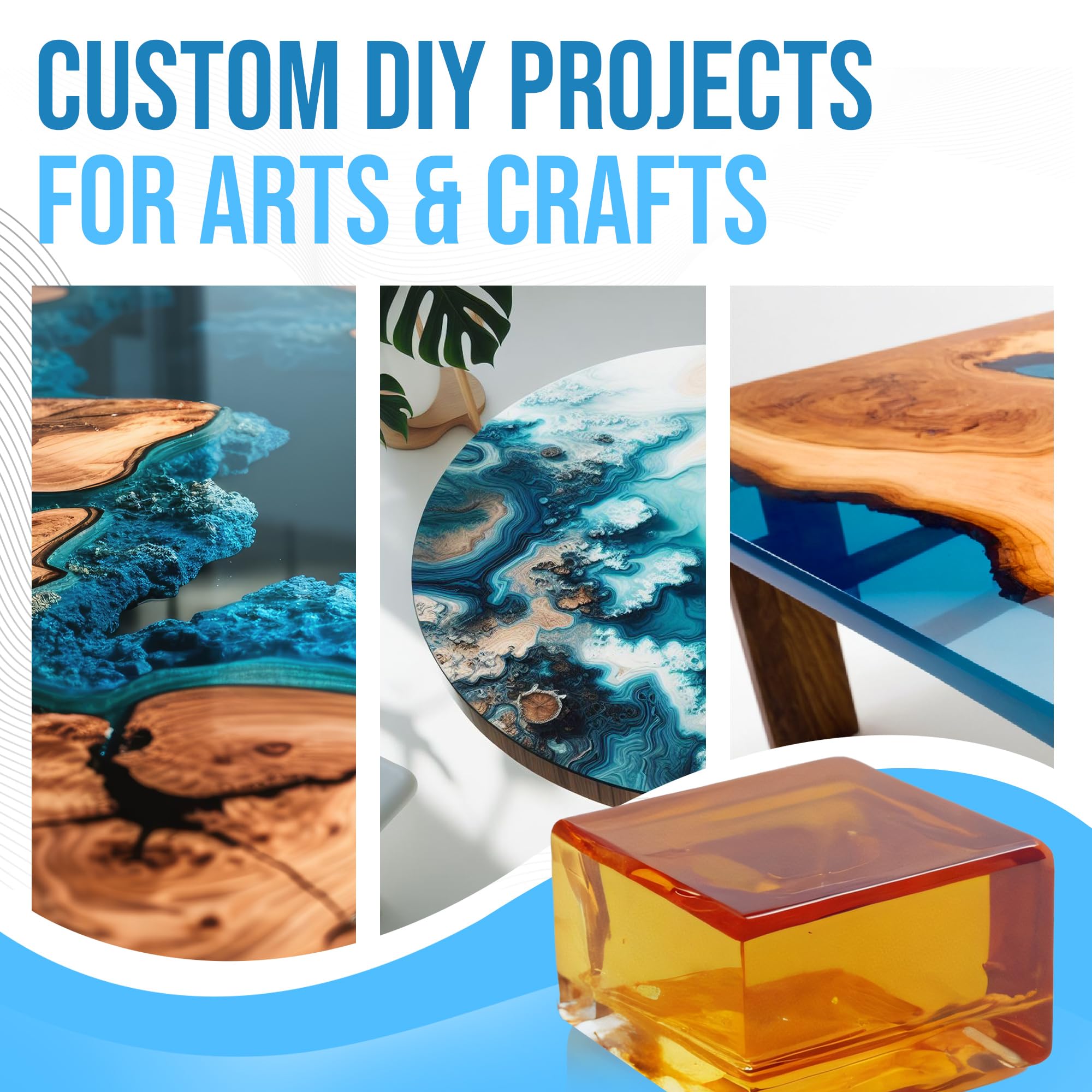 Epoxy Resin 16 oz Kit | 1:1 Crystal Clear Resin and Hardener for Super Gloss Coating | For Bars, Tabletop, Art, Jewelry, Casting Molds | Safe for Use on Wood, Metal, Stone, Plastic, Marine Sealer