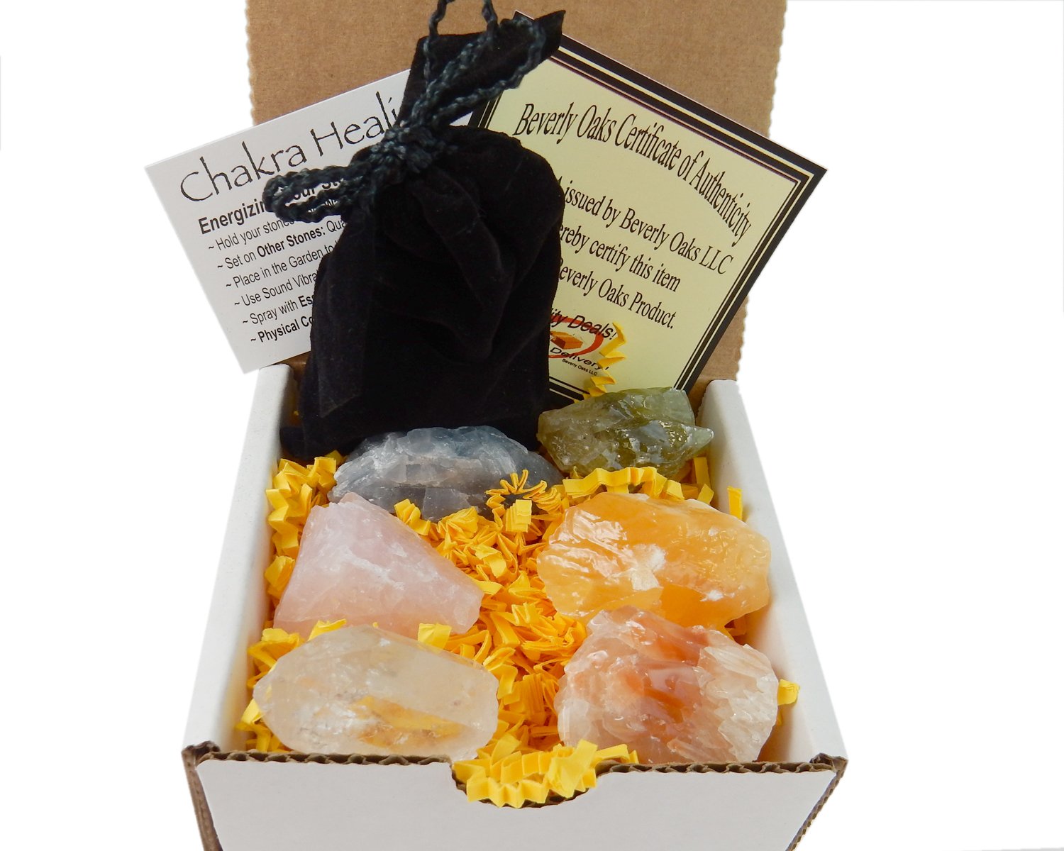 Chakra Mineral Starter Set/Crystal Healing Kit ~ 6 Colorful Mineral Stones Plus 7 Chakra Tumbled Gemstones, Spiritual Metaphysical, Reiki, Chakra, Healing, Bohemian, Natural