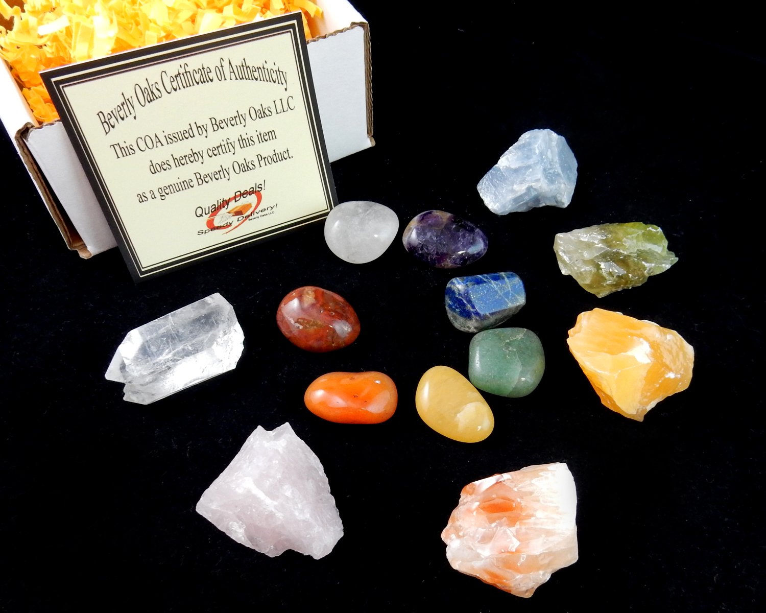 Chakra Mineral Starter Set/Crystal Healing Kit ~ 6 Colorful Mineral Stones Plus 7 Chakra Tumbled Gemstones, Spiritual Metaphysical, Reiki, Chakra, Healing, Bohemian, Natural