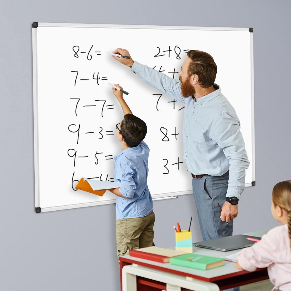 XBoard Porcelain Magnetic Dry Erase Board 48 x 36 Inch, Porcelain Whiteboard with Aluminium Frame & Marker Tray 4' x 3' | Wall Mounted Magnetic White Board for Home School Office