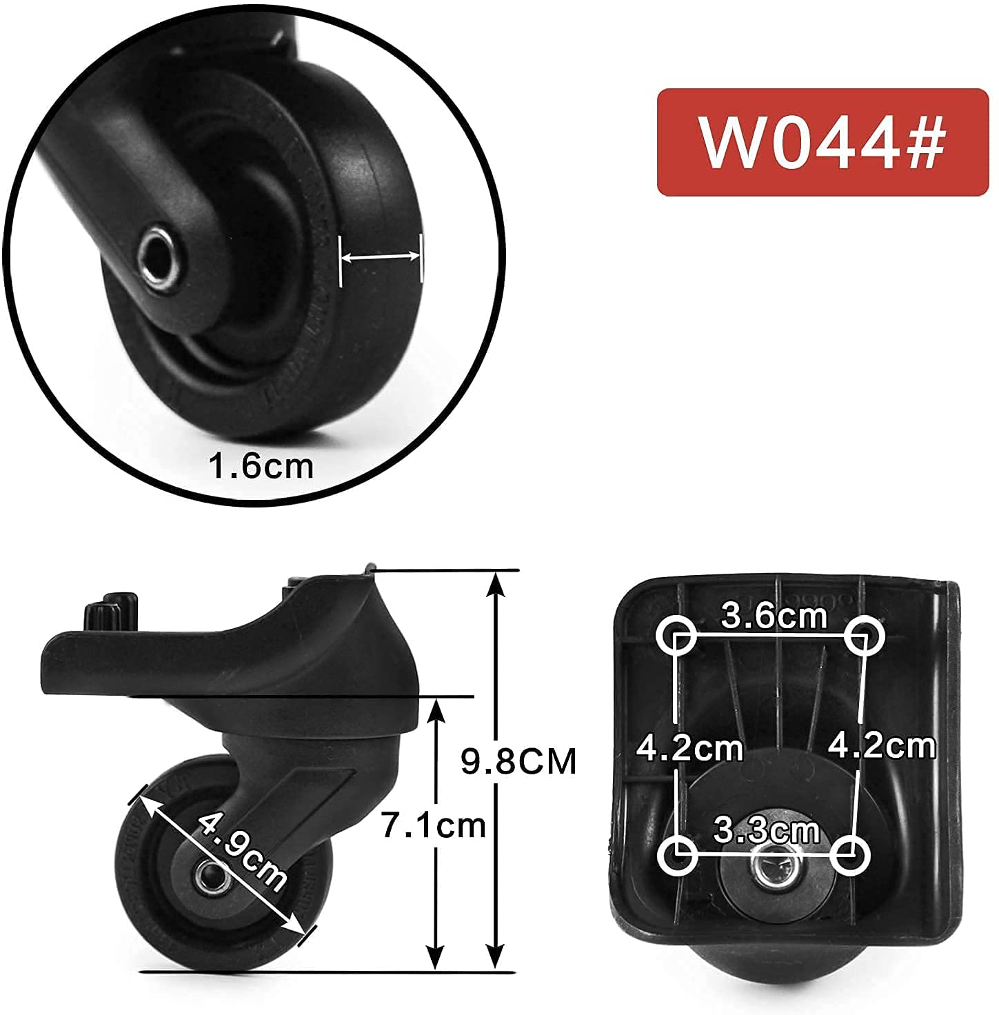 Replacement Luggage Wheel Repair Suitcase Bag Parts Spinner Wheels Casters for Travel Customs Box W044 (Pair)