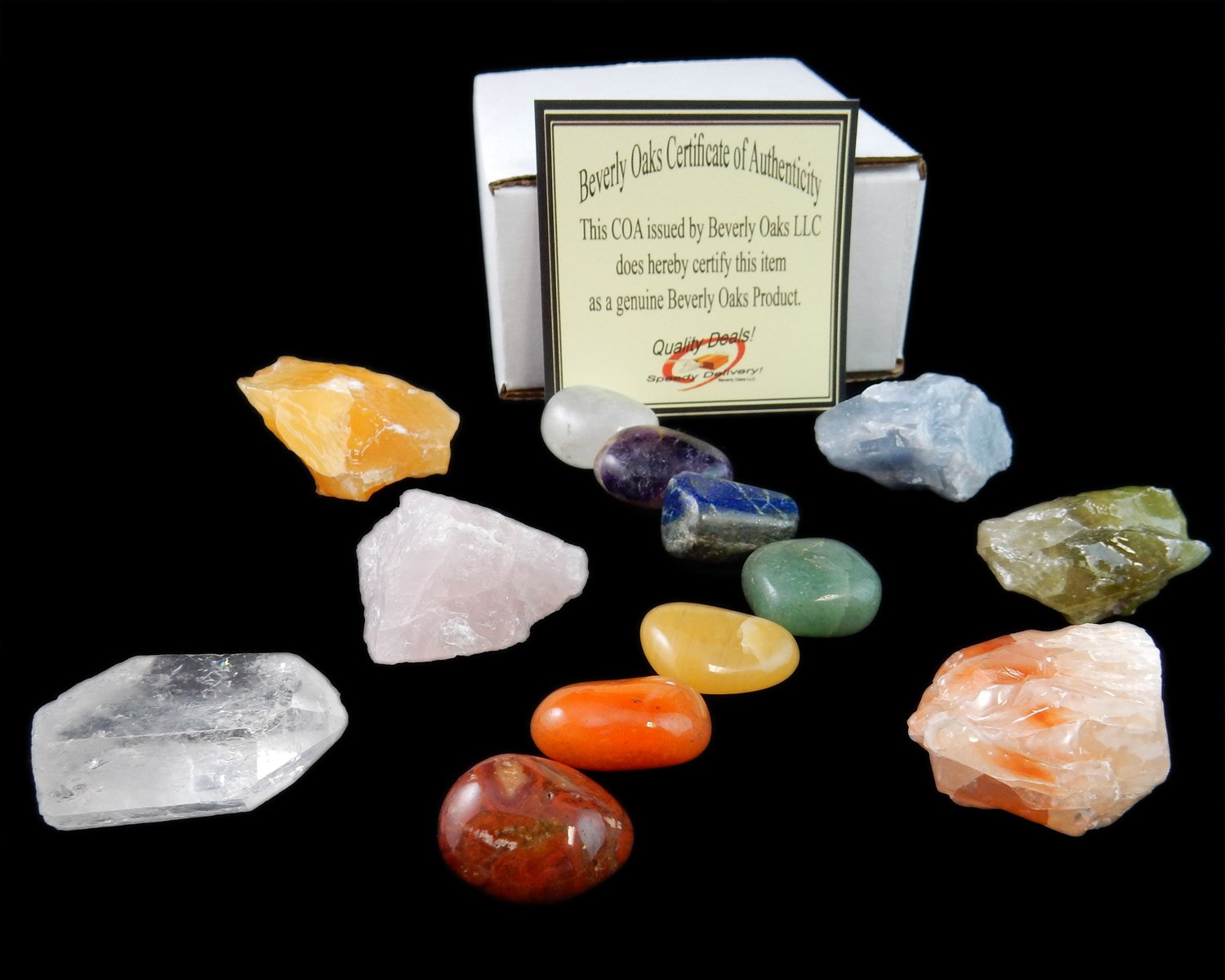 Chakra Mineral Starter Set/Crystal Healing Kit ~ 6 Colorful Mineral Stones Plus 7 Chakra Tumbled Gemstones, Spiritual Metaphysical, Reiki, Chakra, Healing, Bohemian, Natural