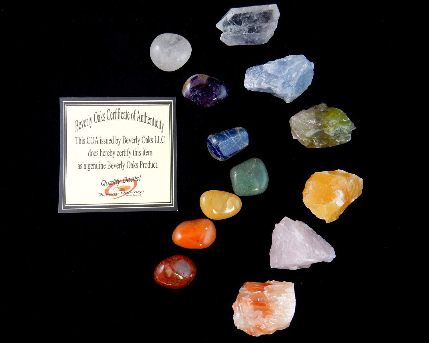 Chakra Mineral Starter Set/Crystal Healing Kit ~ 6 Colorful Mineral Stones Plus 7 Chakra Tumbled Gemstones, Spiritual Metaphysical, Reiki, Chakra, Healing, Bohemian, Natural