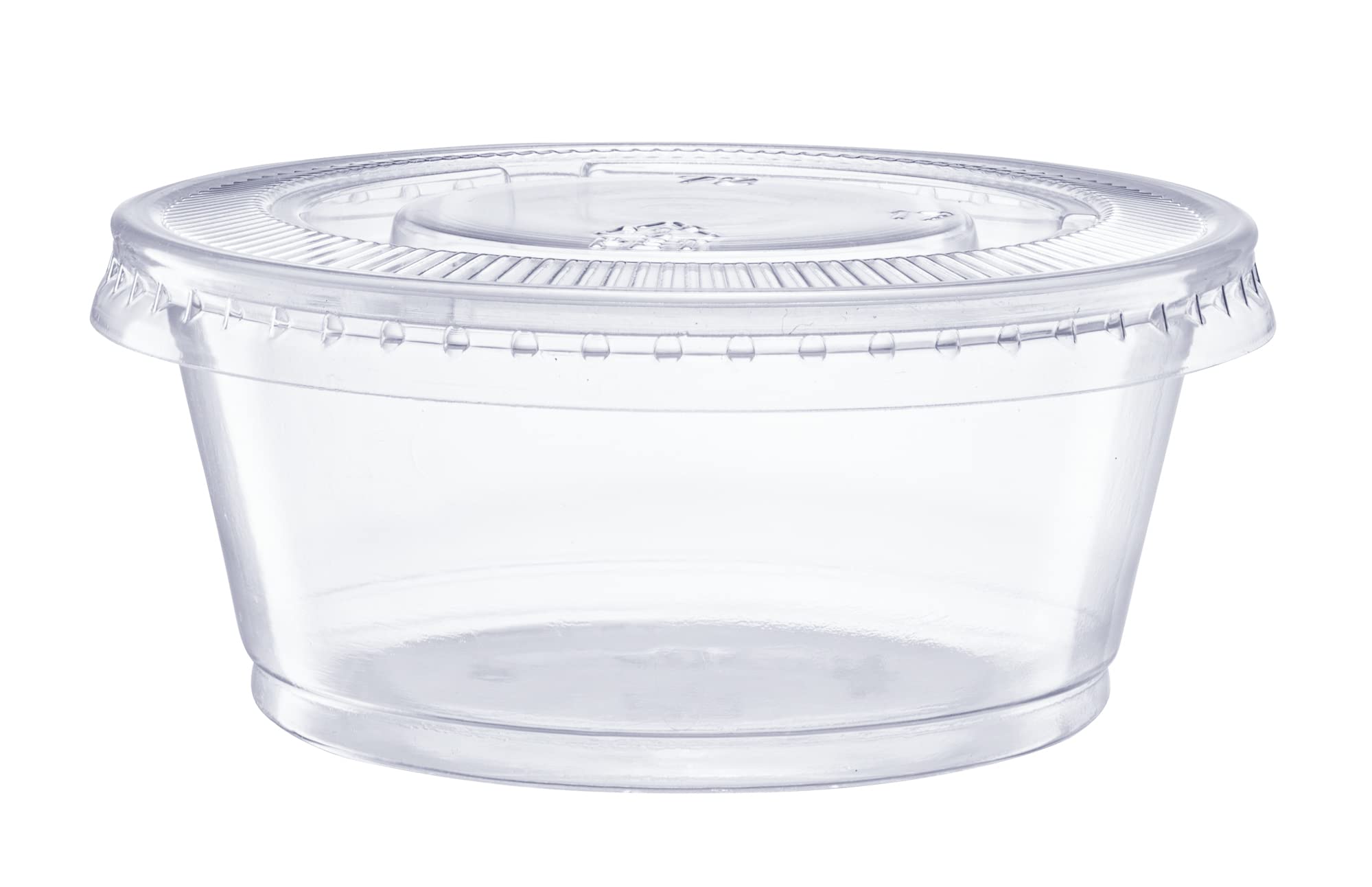 Comfy Package [3.25 oz. - 100 Count Clear Disposable Plastic Portion Cups with Lids - Soufflé Cups, Jello Shot Cups With Lids, Clear Plastic Containers Perfect for salad Dressing and More