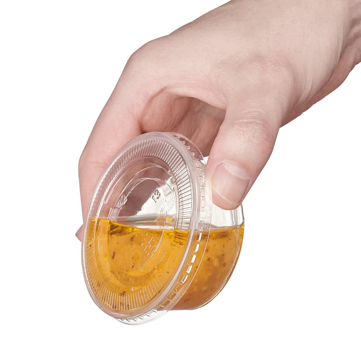 Comfy Package [3.25 oz. - 100 Count Clear Disposable Plastic Portion Cups with Lids - Soufflé Cups, Jello Shot Cups With Lids, Clear Plastic Containers Perfect for salad Dressing and More