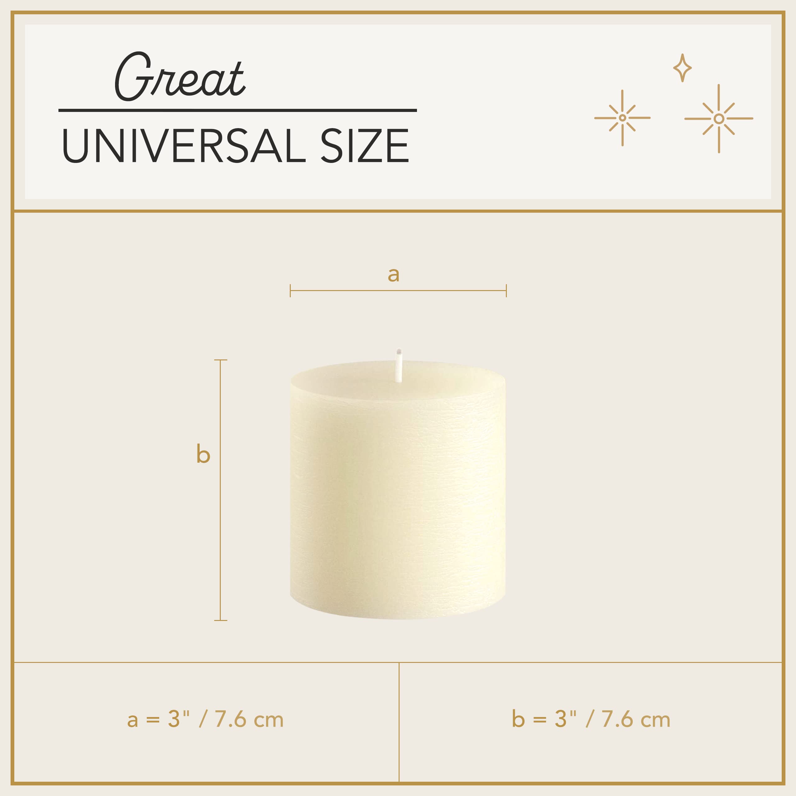 Melt Candle Pillar Candles, 3 Pack - Unscented Candles for Home, Church, Weddings, & More - 3" x 3", Ivory