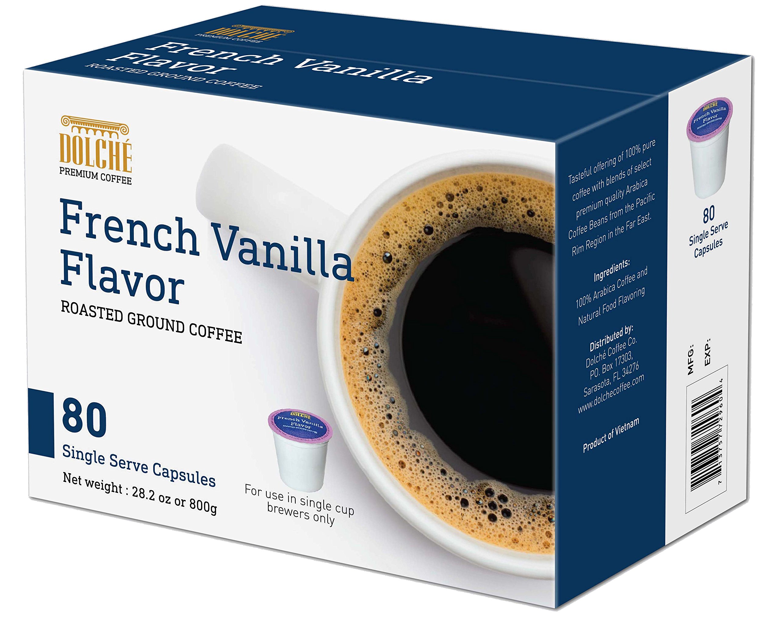Dolche Premium Coffee – 2.0 Compatible Single Serve Cups (French Vanilla, 80)