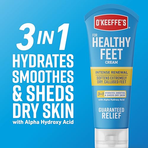 O'Keeffe's Healthy Feet Intense Renewal Cream with Alpha Hydroxy Acid; Softens and Exfoliates Extremely Dry; Callused Feet; 3oz Tube (Pack of 1)