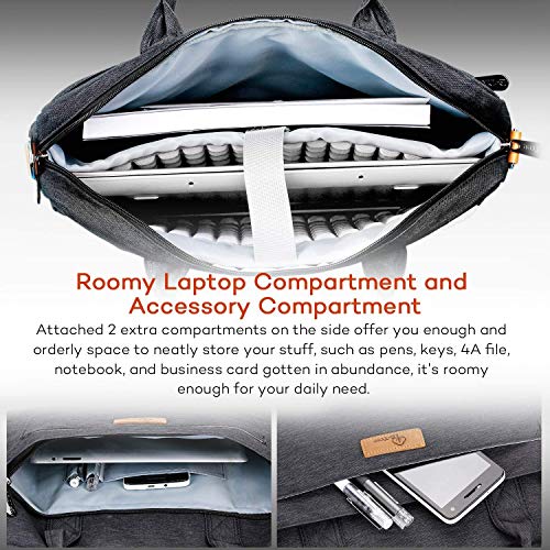 E-Tree Laptop Bag, 13.3 inch Shockproof Padded Laptop Case Briefcase Computer Bag Messenger Bag Work Bag 13-14 inch for Men Women Black