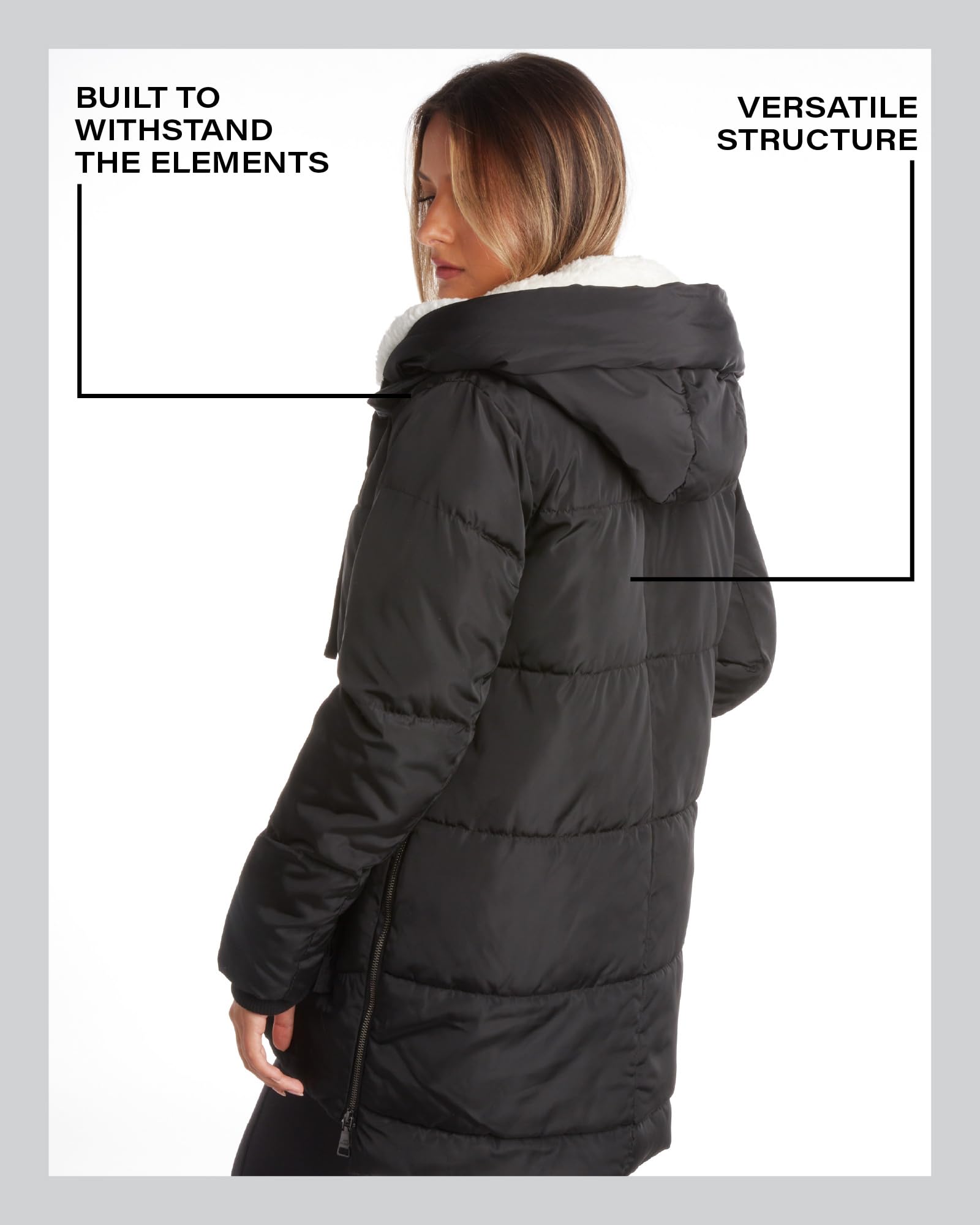 Steve Madden womens Steve Madden Women's Puffer Parka Jacket Down Alternative Coat, Black Two, Large US