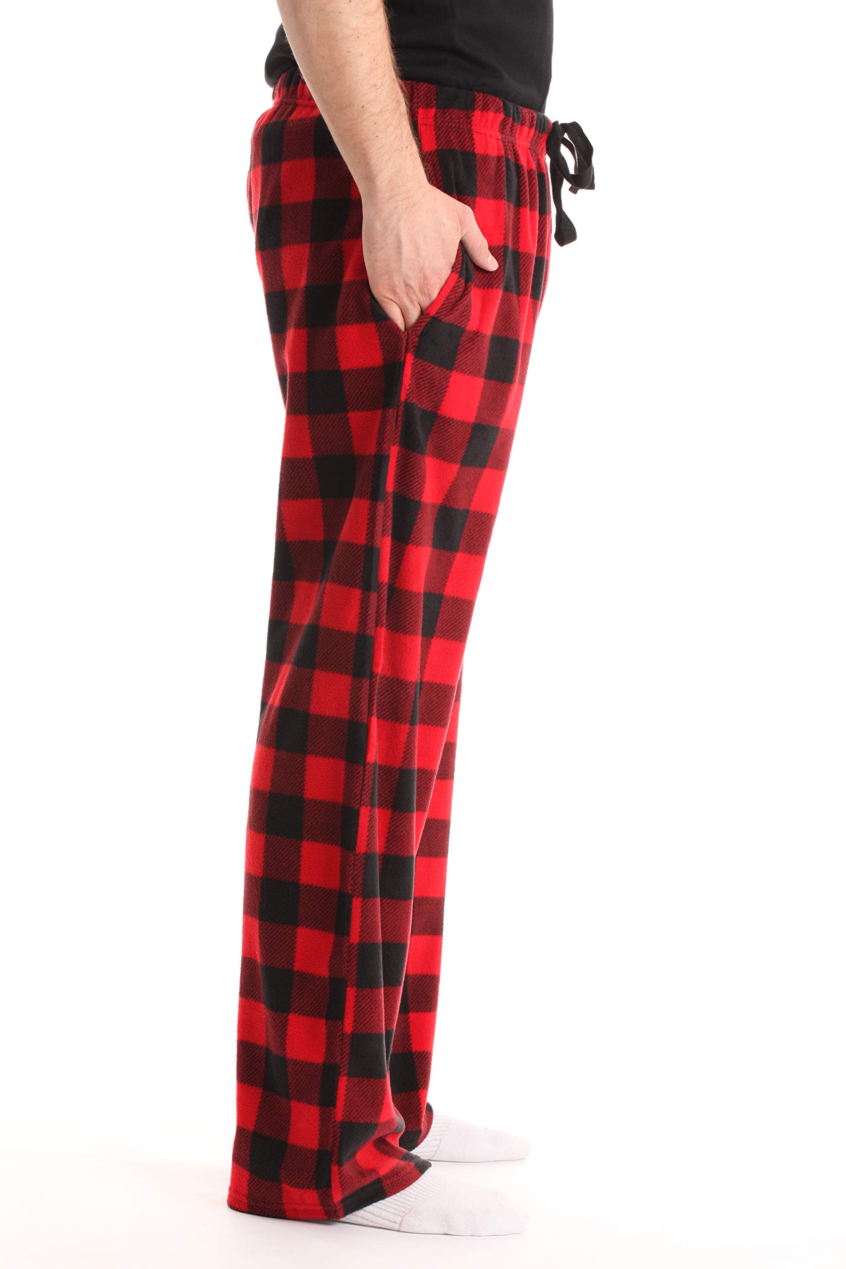 #FollowMe 45902-1A-XXL Polar Fleece Pajama Pants for Men/Sleepwear/PJs, Red Buffalo Plaid, XX-Large