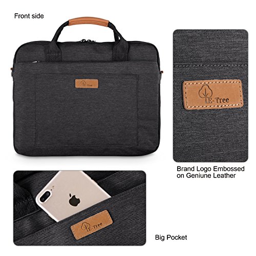 E-Tree Laptop Bag, 13.3 inch Shockproof Padded Laptop Case Briefcase Computer Bag Messenger Bag Work Bag 13-14 inch for Men Women Black