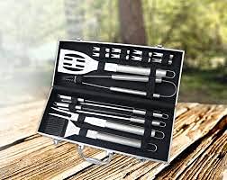 Cedar Trail 17 Piece BBQ Grill Tool Set, Heavy Duty Stainless Steel Barbeque Grilling Utensils with Aluminium Case - Premium Complete Outdoor Grilling Kit with Spatula, Tongs, Forks, and Basting Brush