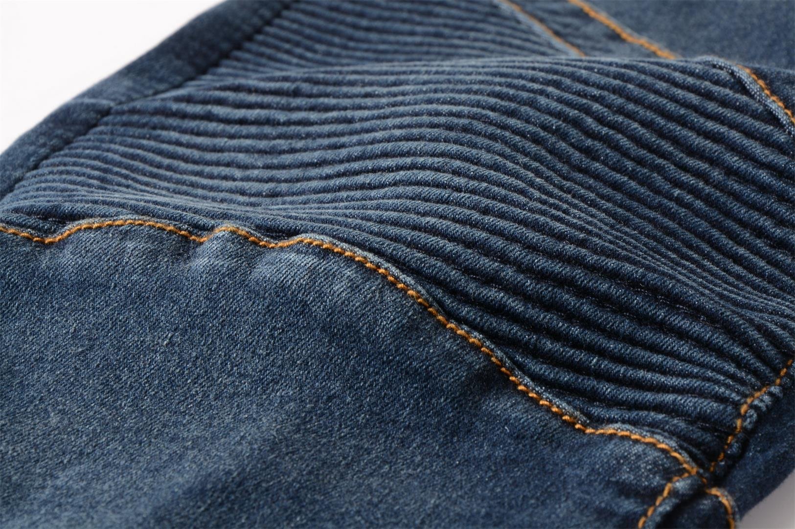 ZLZ Blue Biker Jeans for Men Slim Fit, Men's Comfy Stretch Ripped Distressed Biker Jeans Pants Rock, Designer Jeans, Size 34