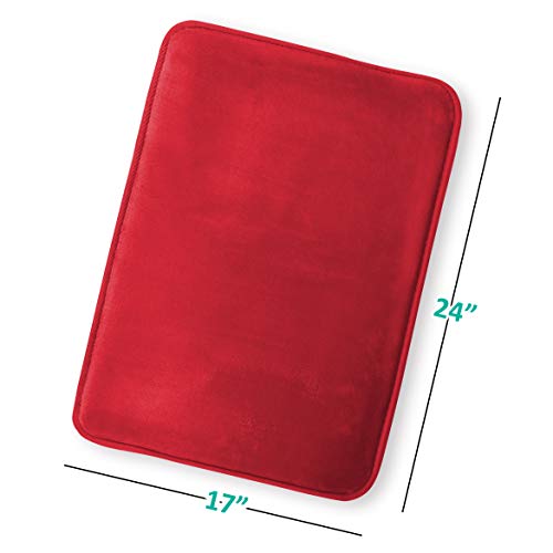 Clara Clark Bath Mat – Memory Foam Bath Mat - Soft Bathroom Rug - Non Slip and Super Absorbent - Fast Drying Machine Washable Bath Mat - Red - Small Size 17” x 24”