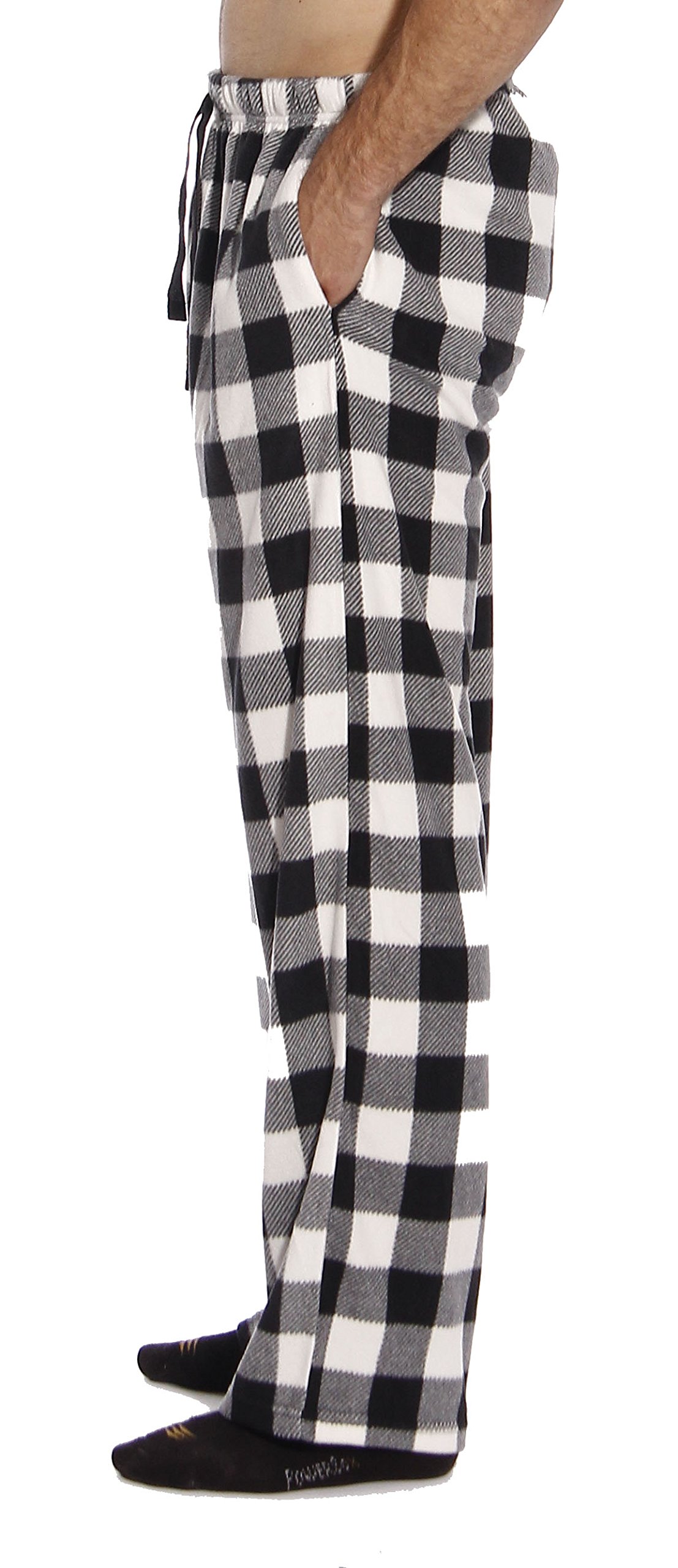 #FollowMe 45902-1B-L Polar Fleece Pajama Pants for Men/Sleepwear/PJs, White Buffalo Plaid, Large