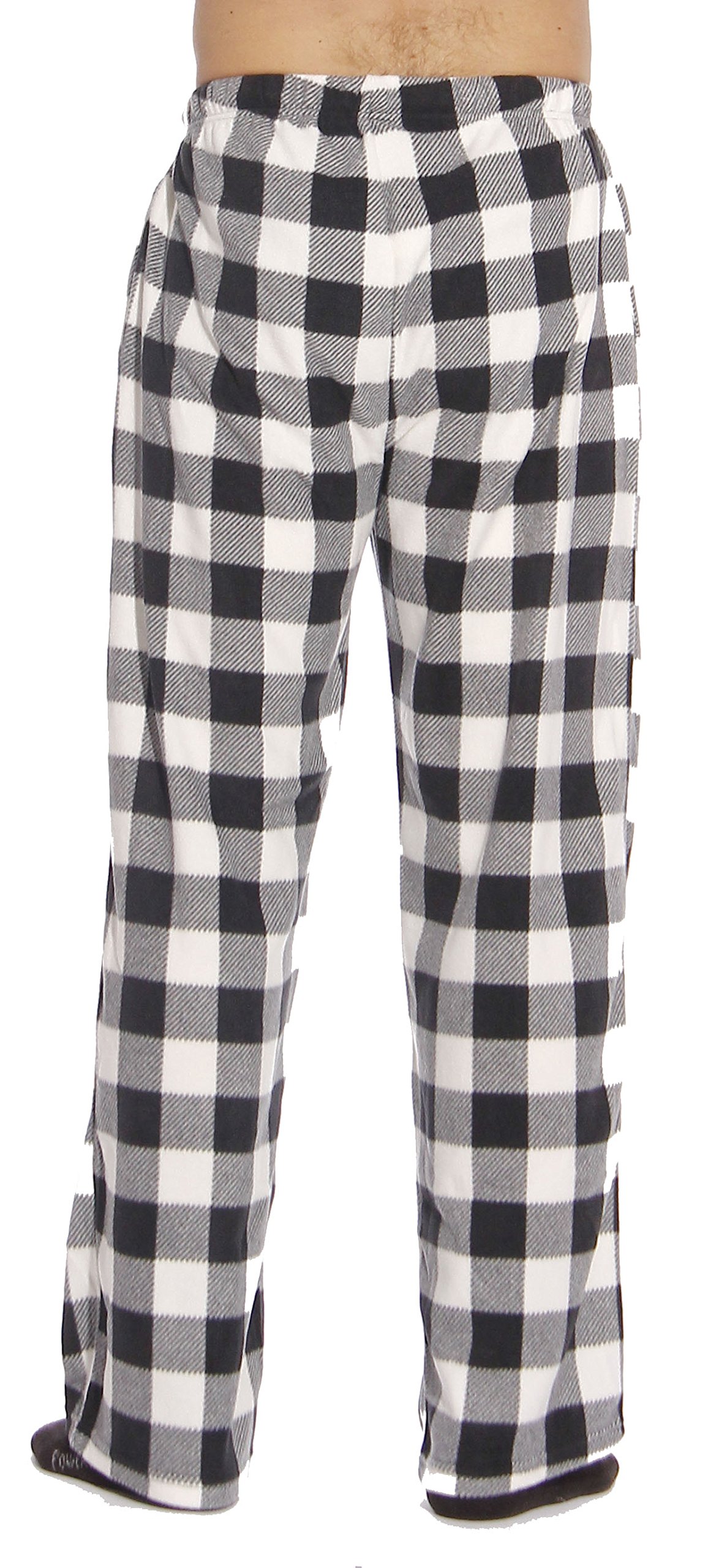 #FollowMe 45902-1B-L Polar Fleece Pajama Pants for Men/Sleepwear/PJs, White Buffalo Plaid, Large
