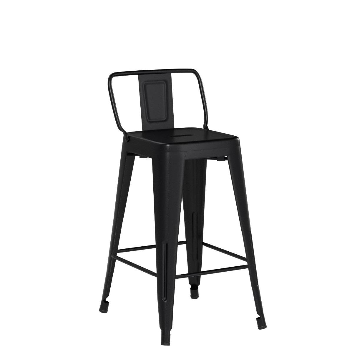 Andeworld Metal Bar Stools Counter Height Stool Industrial Kitchen Barstools Set of 4 (26 Inch, Black)