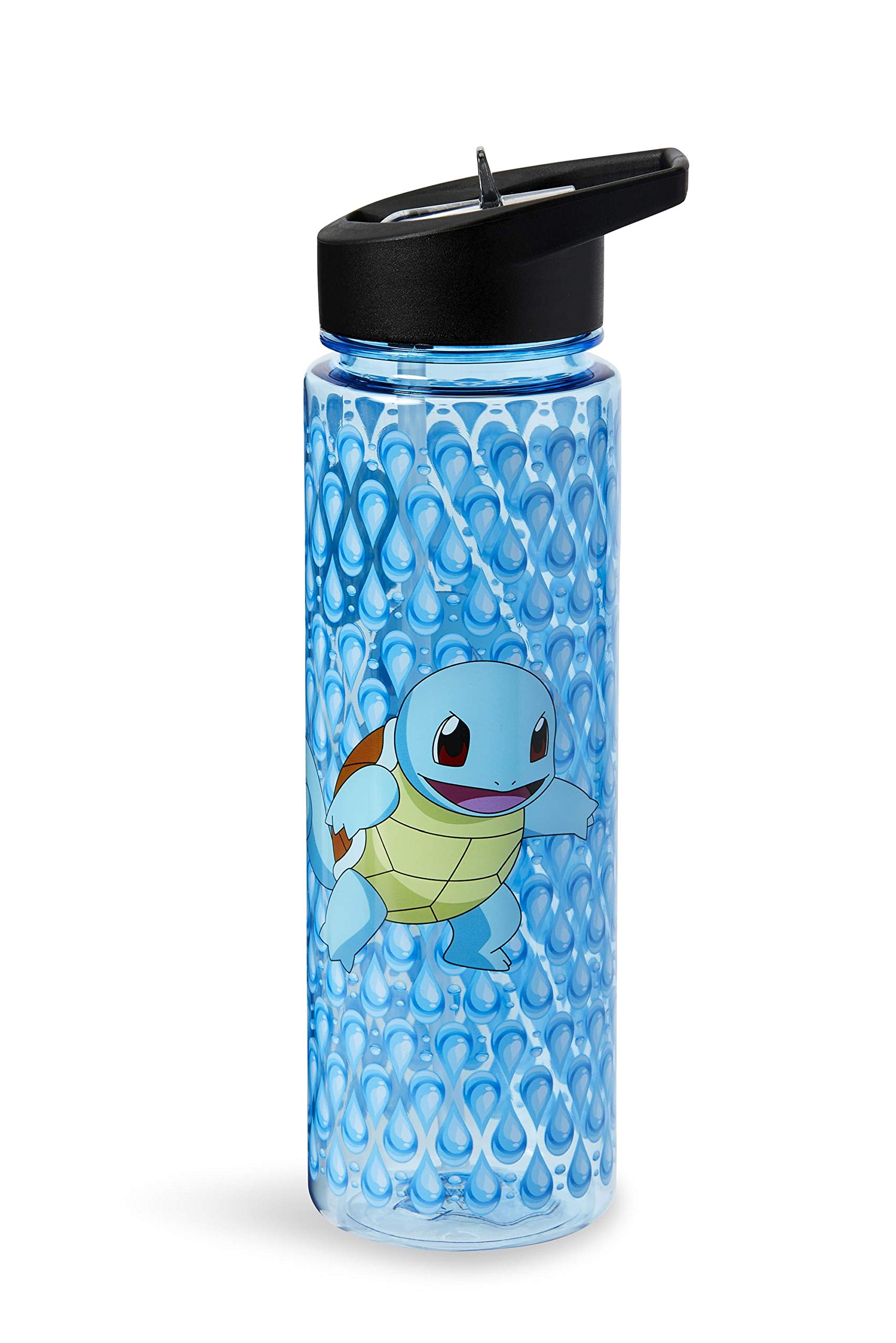 JUST FUNKY Pokemon Squirtle w/Water Droplets Plastic Water Bottle, BPA Free 24 oz Set of 1