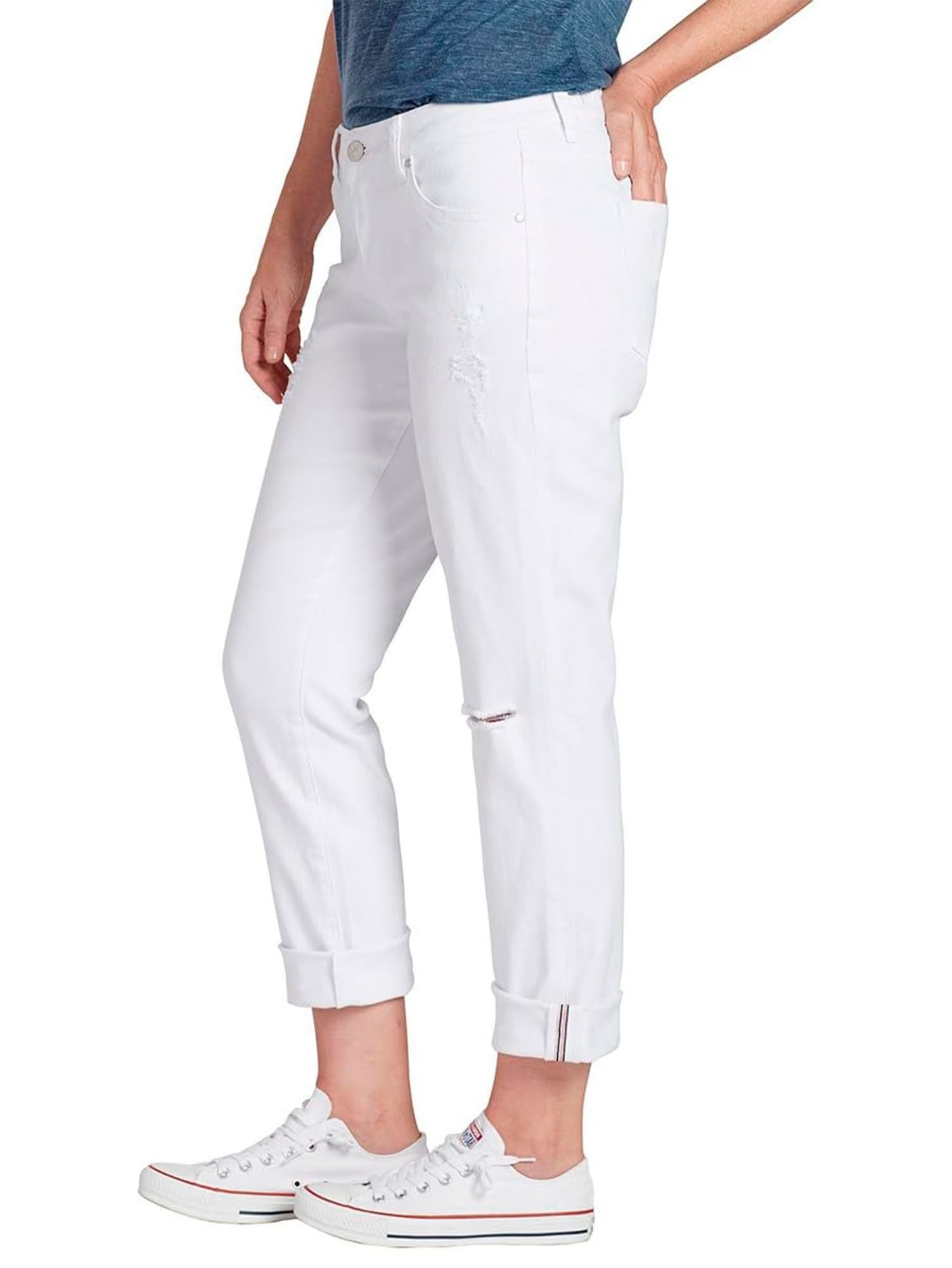 JAG Jeans Women's Patched Alex Boyfriend in White Denim, 12xREG
