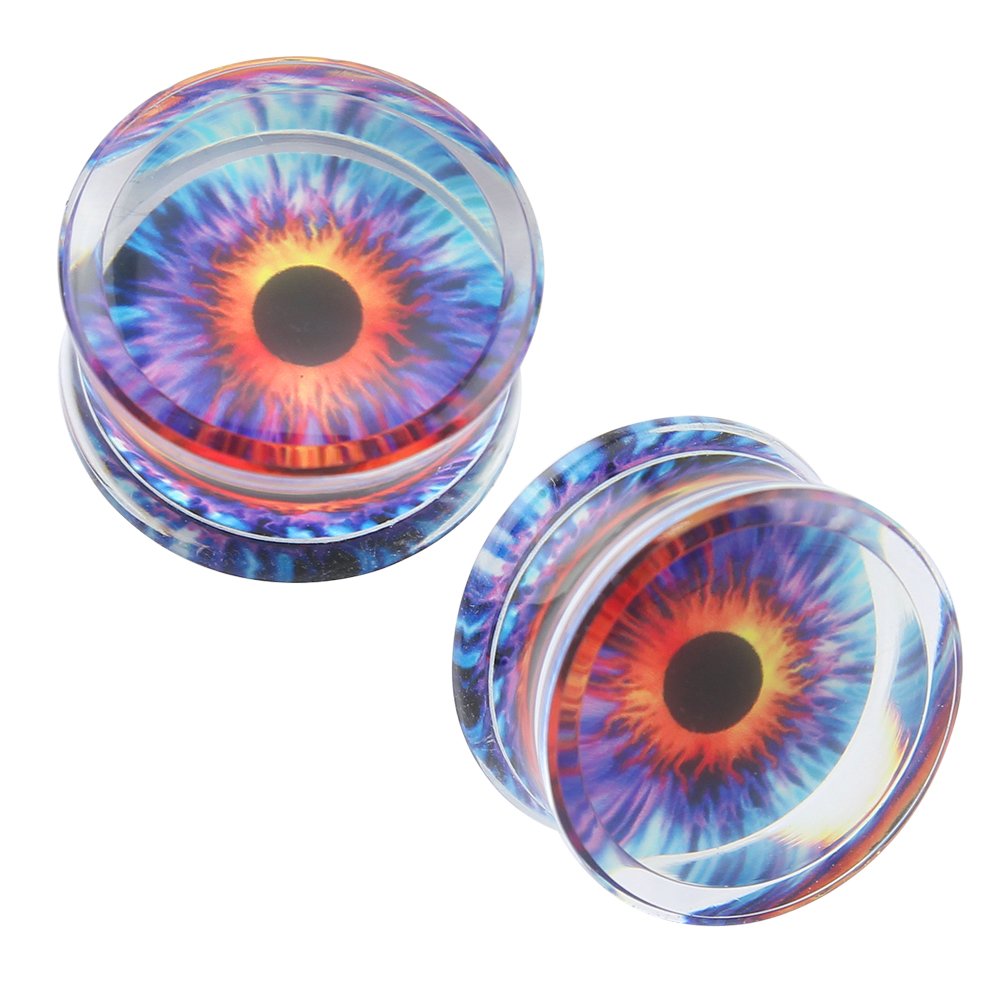 ZS Acrylic Transparent Purple Eyeball Fashion Ear Plugs Tunnel Expander Gauges Piercing (Gauge=11/16"(18mm))