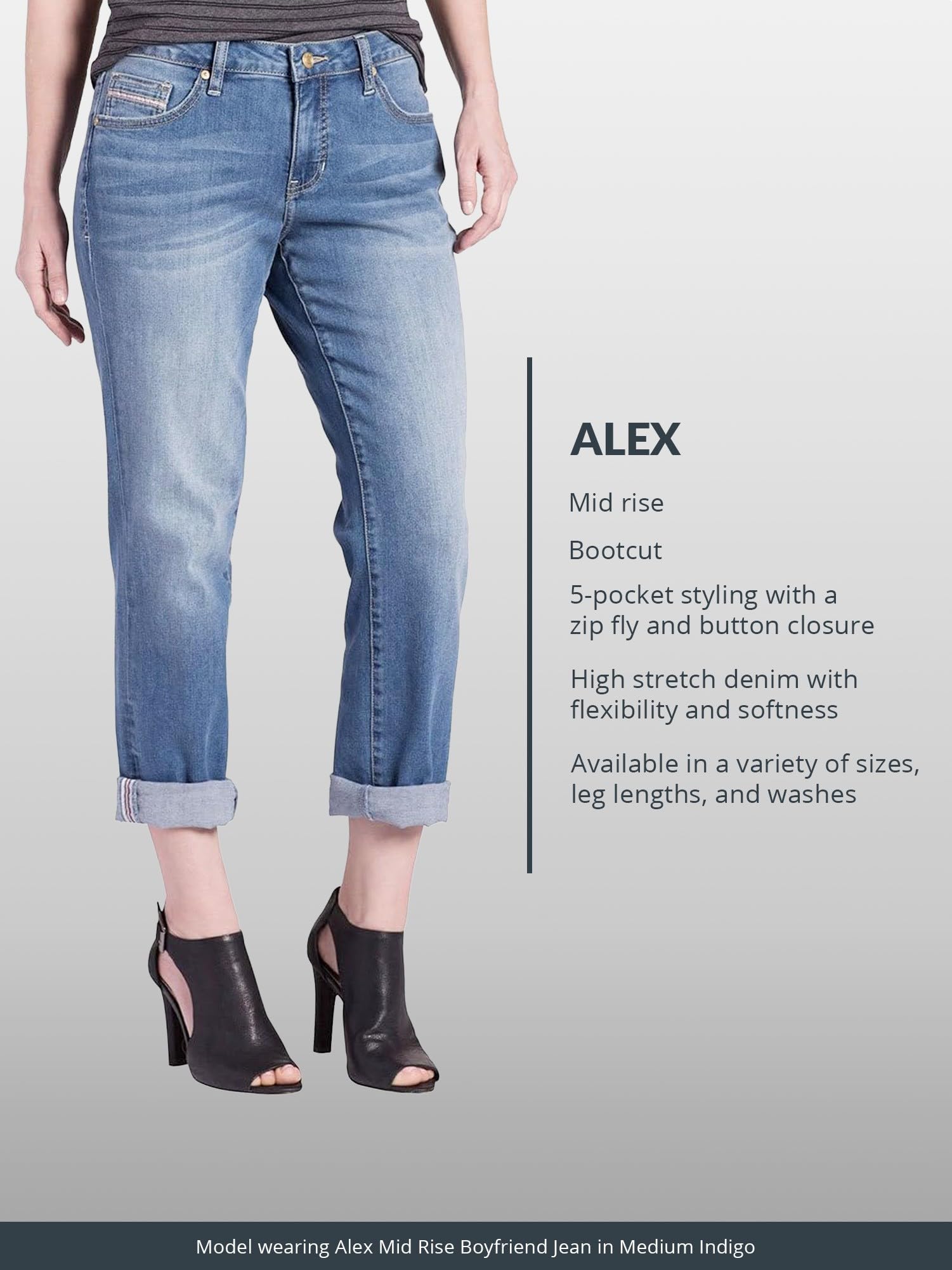 JAG Jeans Women's Patched Alex Boyfriend in White Denim, 12xREG