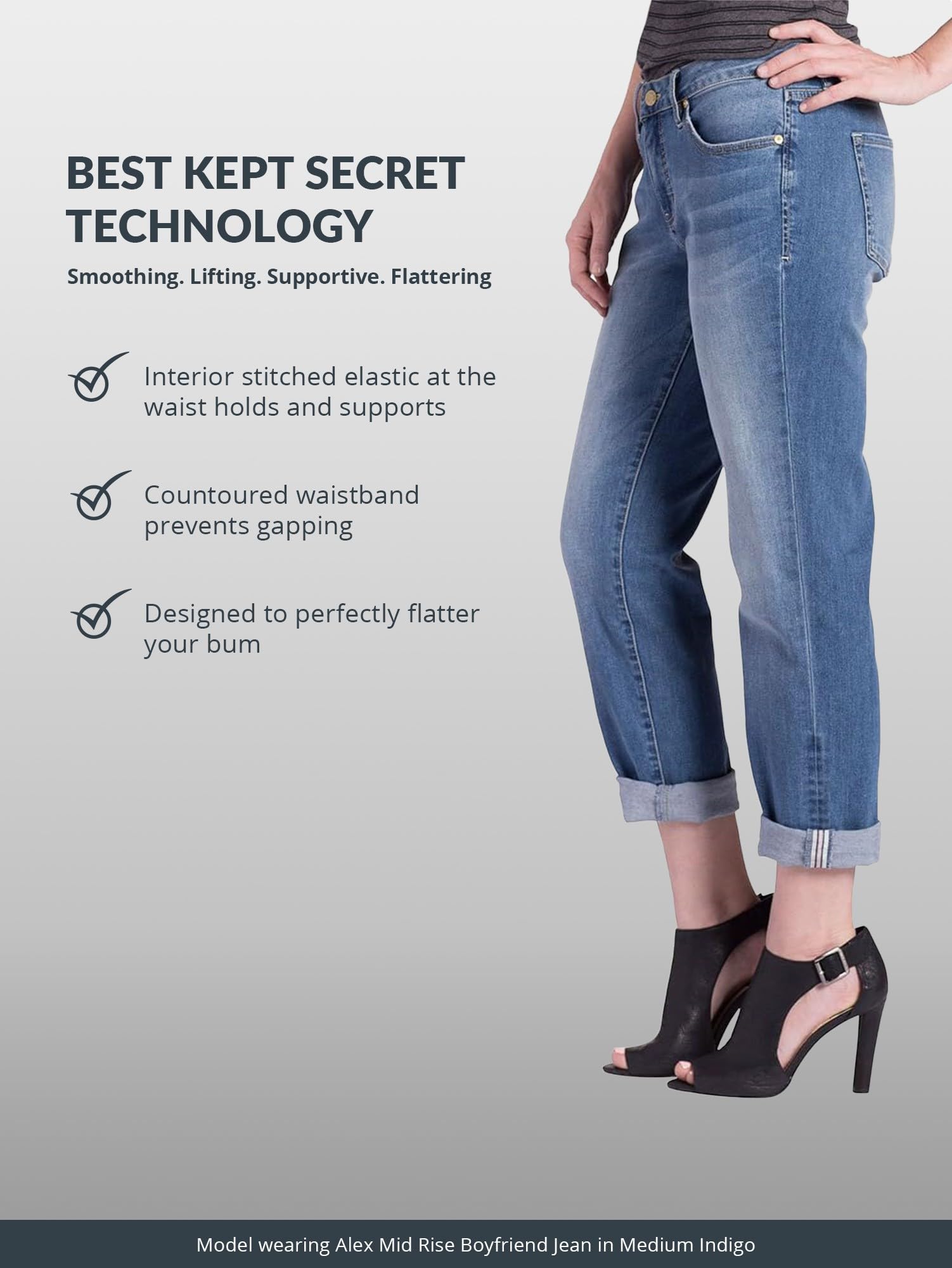 JAG Jeans Women's Patched Alex Boyfriend in White Denim, 12xREG