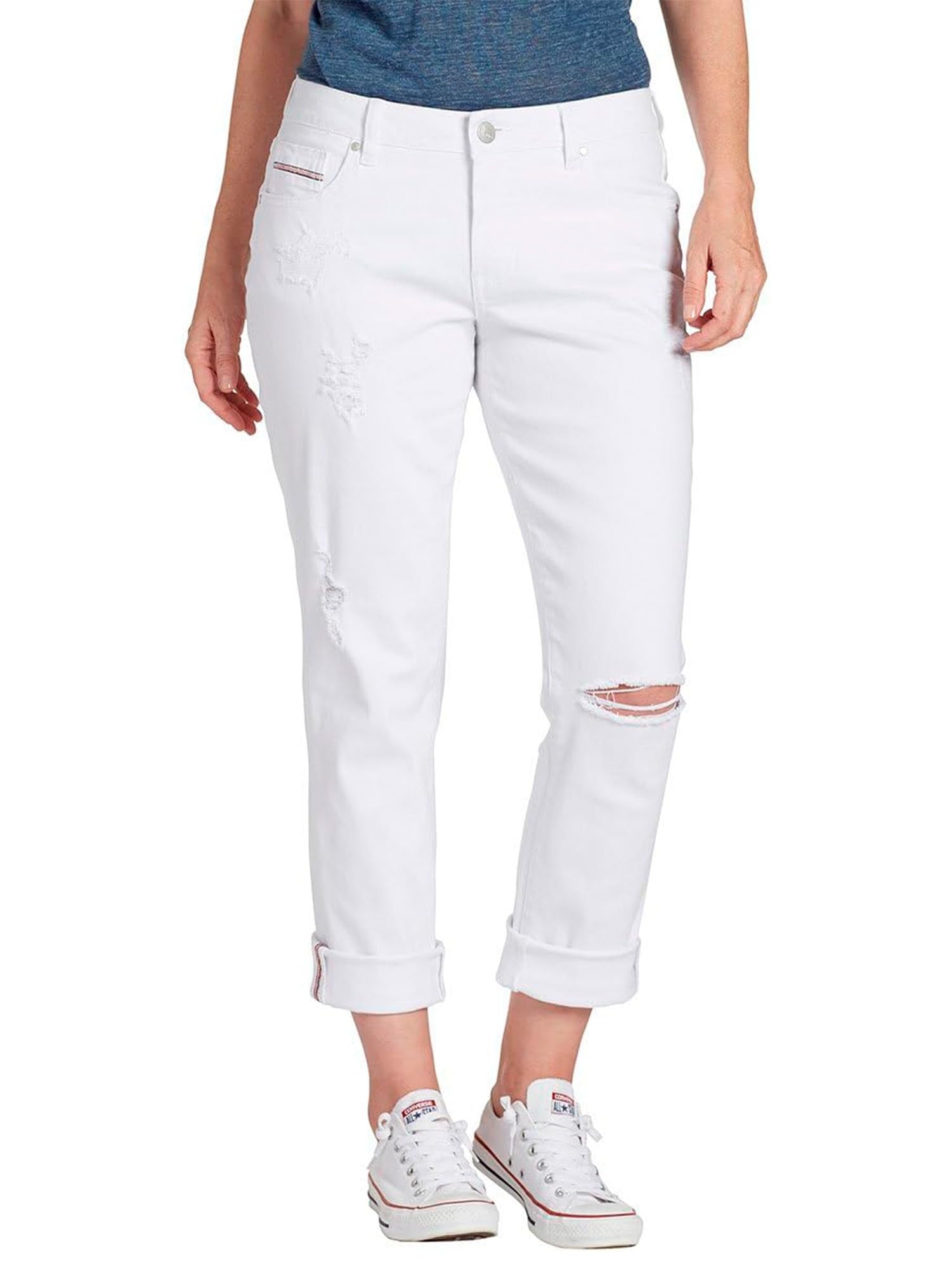 JAG Jeans Women's Patched Alex Boyfriend in White Denim, 12xREG