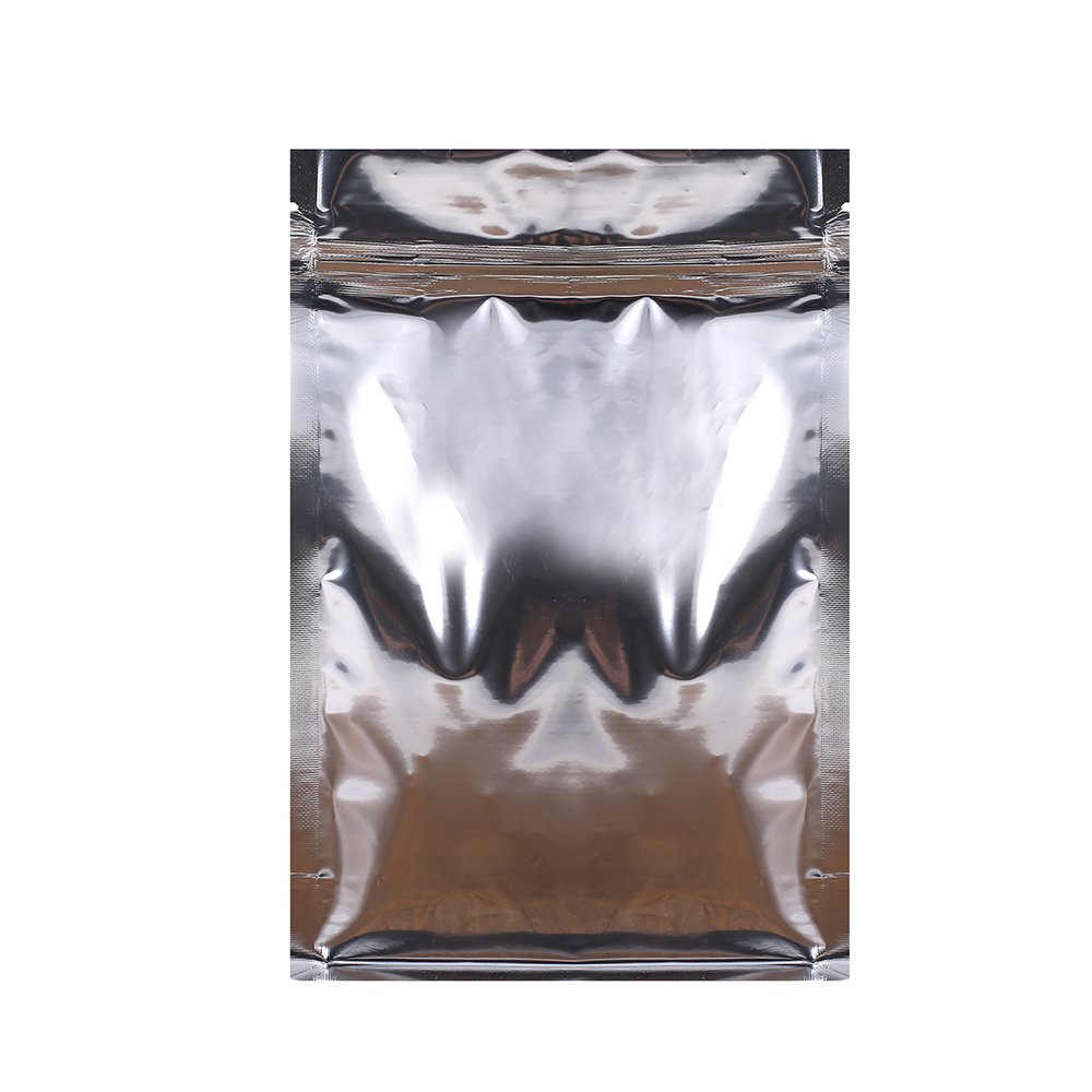 100PCS Silver Metallic Stand-Up Side Gusset Zip Top Lockk Bags w/Window 14x24+6cm (5.5x9.4+2.3")