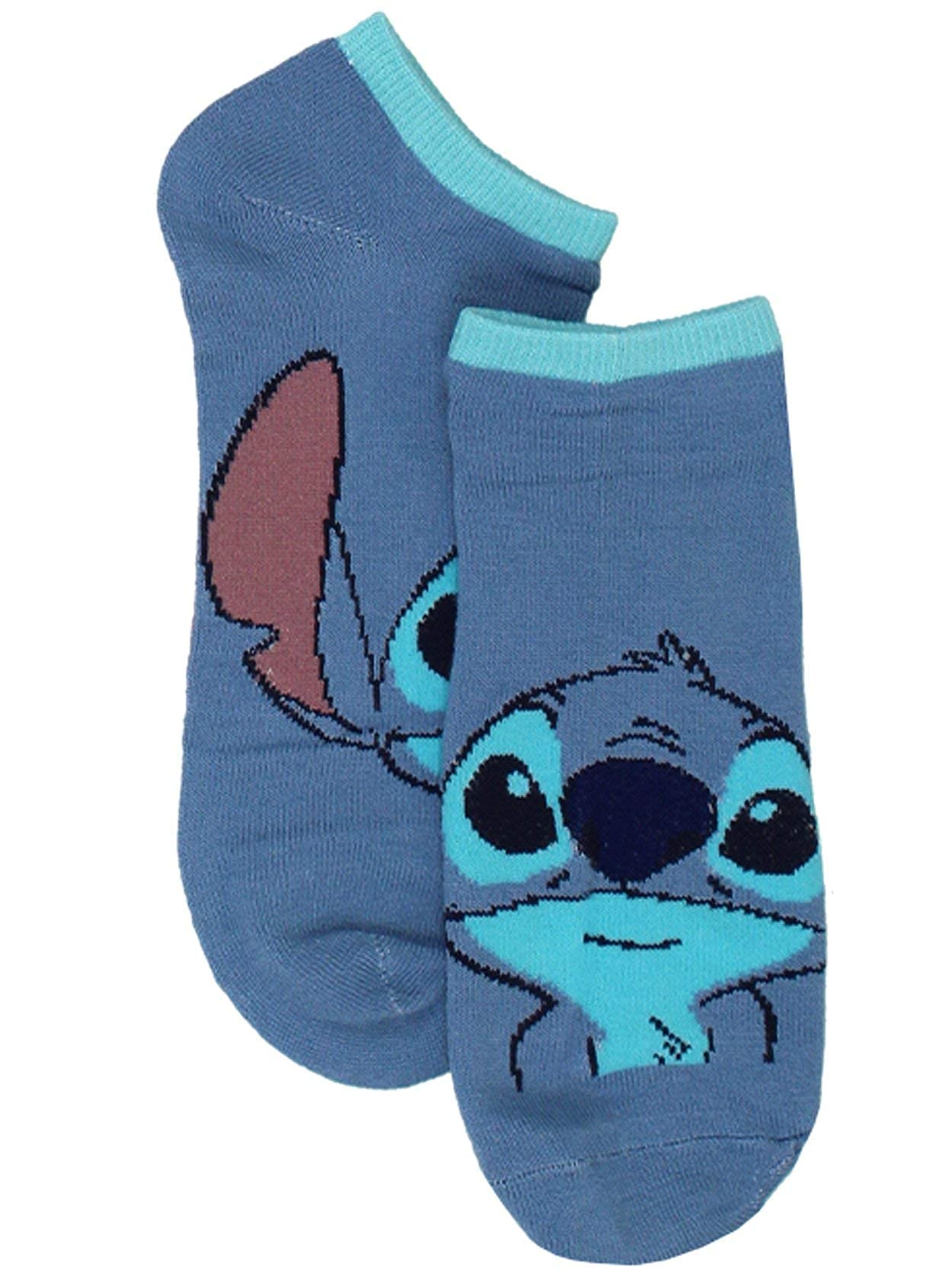 Disney Lilo & Stitch Womens 6 pack Socks (Large (9-11), Stitch Blue)
