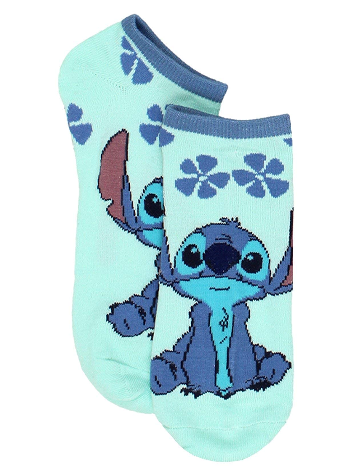 Disney Lilo & Stitch Womens 6 pack Socks (Large (9-11), Stitch Blue)