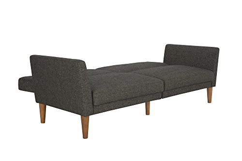 Novogratz Regal Futon with Tufted Linen Upholstery, Grey
