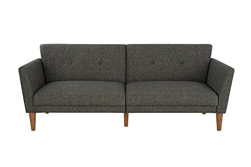 Novogratz Regal Futon with Tufted Linen Upholstery, Grey