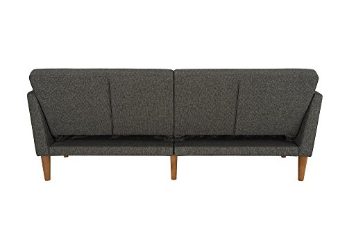 Novogratz Regal Futon with Tufted Linen Upholstery, Grey