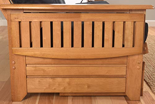 Kodiak Furniture Phoenix Queen Size Futon Set in Butternut Finish, Suede Black Mattress