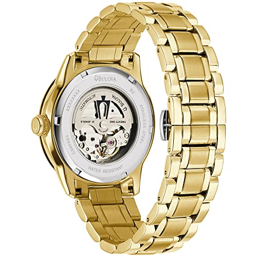Bulova Men's Classic Sutton 4-Hand Automatic Watch, 24-Hour Sub Dial, Open Aperture, Self-Winding, Exhibition Caseback, Double Curved Mineral Crystal, Luminous Hands, 42mm Style: 97A108