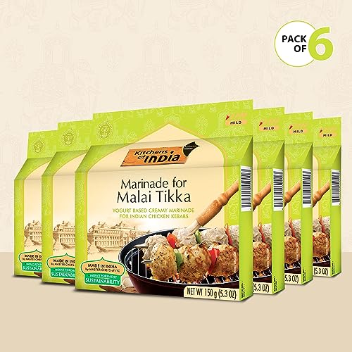 Kitchens of India Marinade for Malai Tikka, 150g (5.3 OZ), Yogurt Based Creamy Marinade for Authentic Barbecuing/Grilling Chicken Kebabs