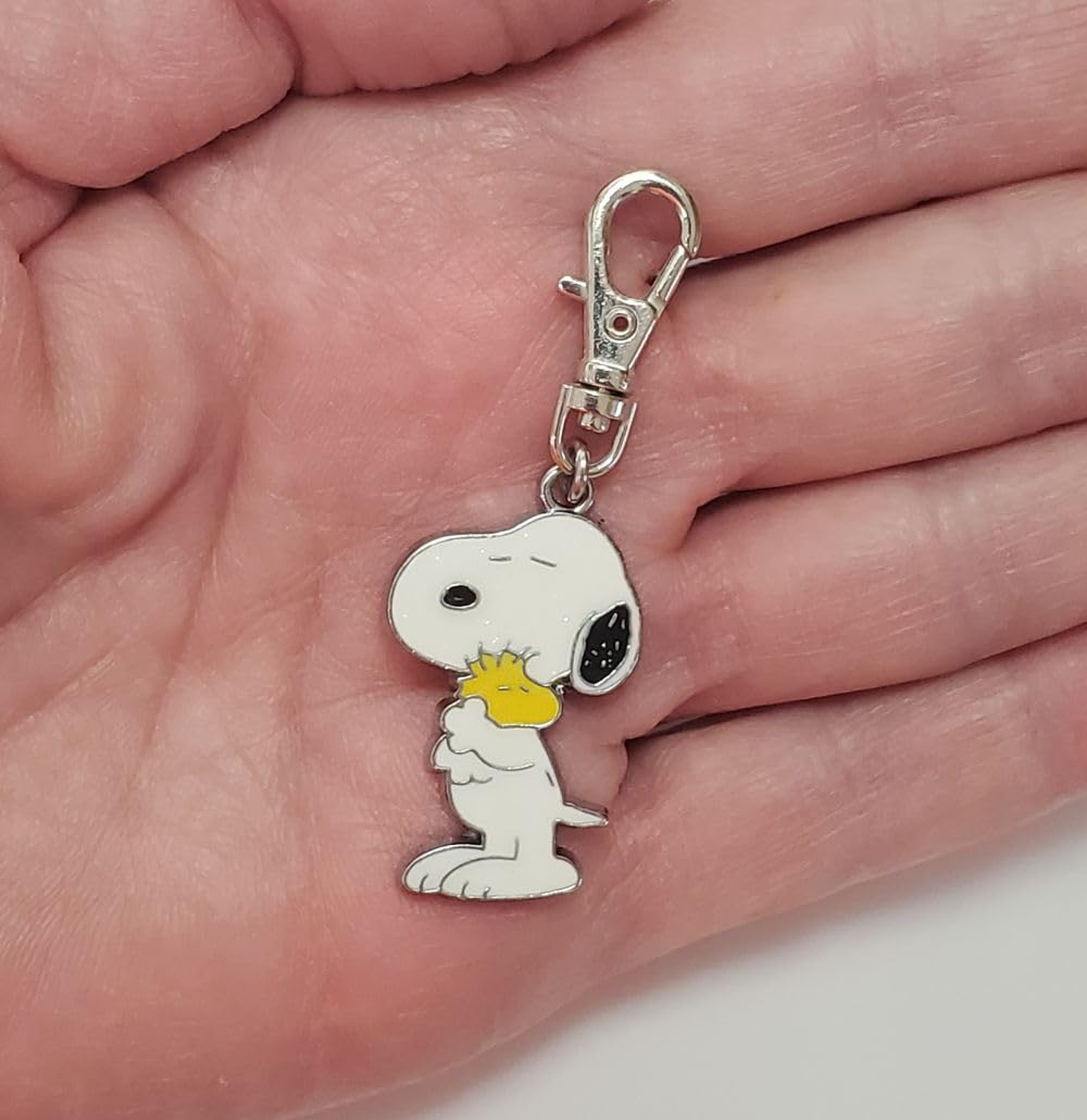SNOOPY LOVES WOODSTOCK PEANUTS JEWELRY CHARM FOR ZIPPER PULL DOG CAT PET COLLAR PURSE LEASH DIY ETC