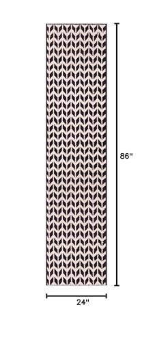 Well Woven Chevron Black 2' x 7'2" Runner Rug Carpet