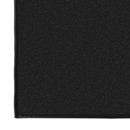 Machine Washable Modern Solid Design Non-Slip Rubberback 2x12 Traditional Runner Rug for Hallway, Kitchen, Bedroom, Living Room, 1'10" x 12', Black