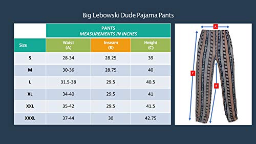 Costume Agent The Dude Lebowski Movie Character Pajama Pants Halloween Costume Cosplay Multicolor