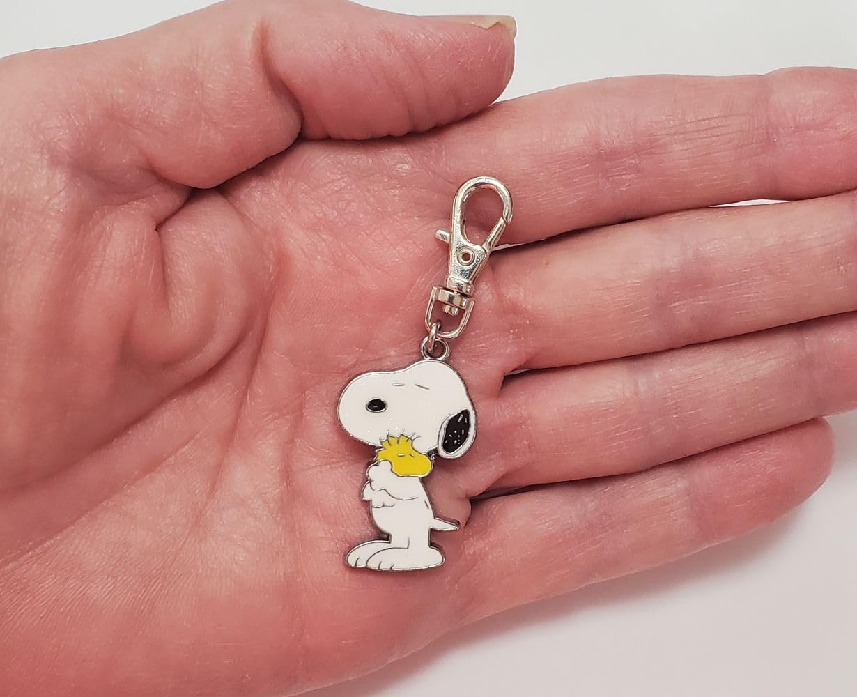SNOOPY LOVES WOODSTOCK PEANUTS JEWELRY CHARM FOR ZIPPER PULL DOG CAT PET COLLAR PURSE LEASH DIY ETC