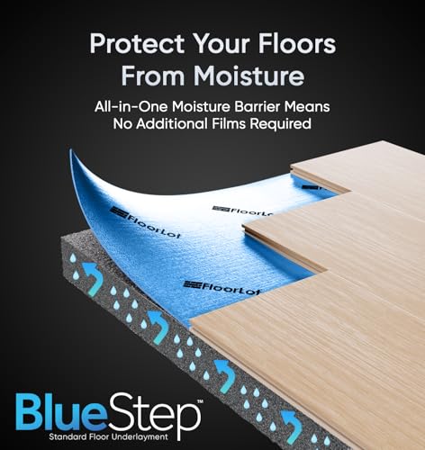 FLOORLOT BlueStep Underlayment with Moisture Barrier for Laminate and Wood Floors, (200 sq.ft Roll)