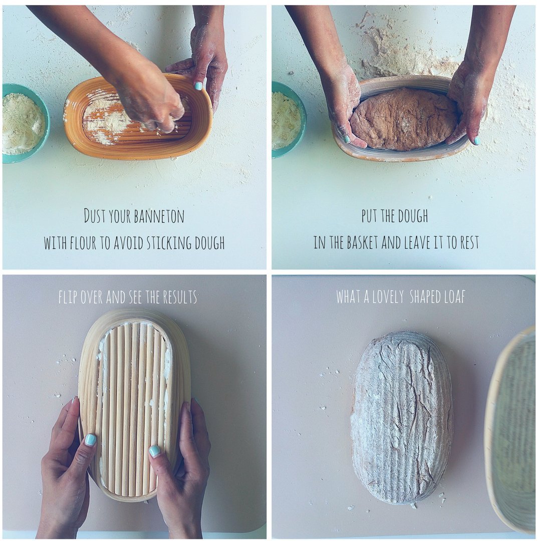 (10x6 inch) Oval Proofing Basket Set by Bread Story Oval Brotform Handmade Unbleached Natural Cane Bread Baking Kit with Cloth Liner Bread Baking e-book Course Discount Coupon