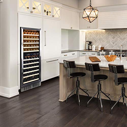 NewAir 24" Wine Cooler Refrigerator, Large 160 Bottle Built-in or Freestanding Dual Zone Wine Cellar in Stainless Steel with Precision Thermostat, and Full Extension Beechwood Shelves