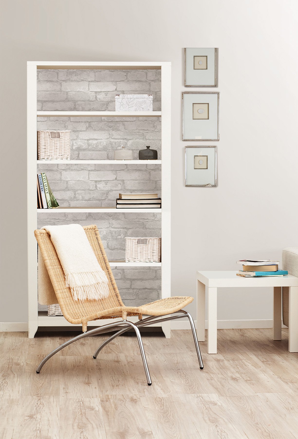NuWallpaper NU3010 Grey and White Brick Peel & Stick Wallpaper, Multicolor
