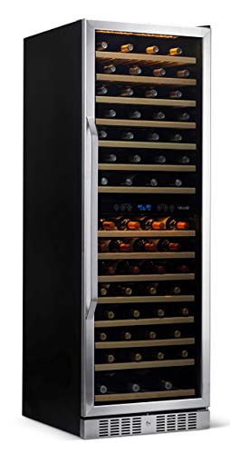 NewAir 24" Wine Cooler Refrigerator, Large 160 Bottle Built-in or Freestanding Dual Zone Wine Cellar in Stainless Steel with Precision Thermostat, and Full Extension Beechwood Shelves