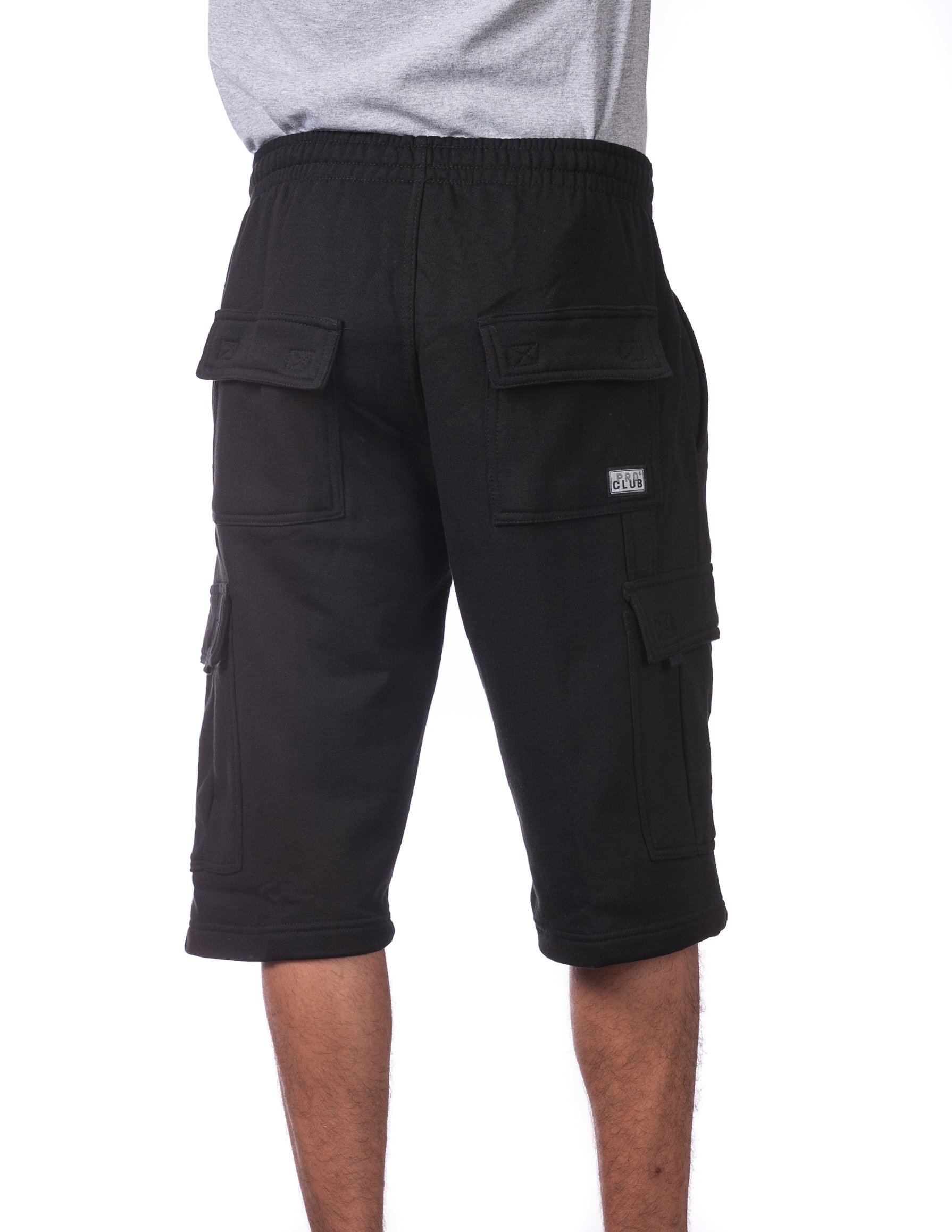 Pro Club Men's Fleece Cargo Short, Black, 4X-Large